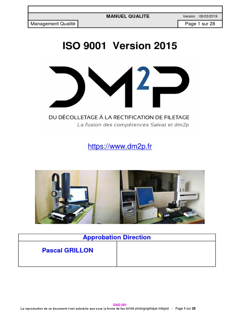 Manuel Qualité ISO 9001 DM2P | PDF | Système de management de la ...