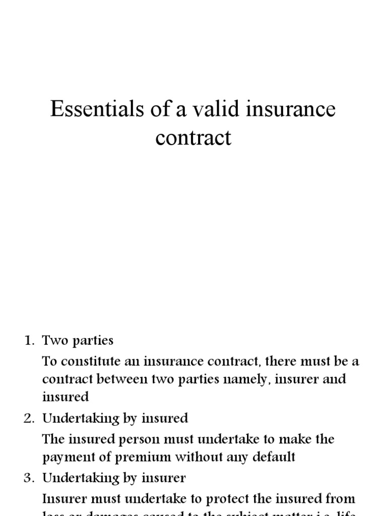 Essentials of Valid Insurance Contract | Download Free PDF | Insurance ...