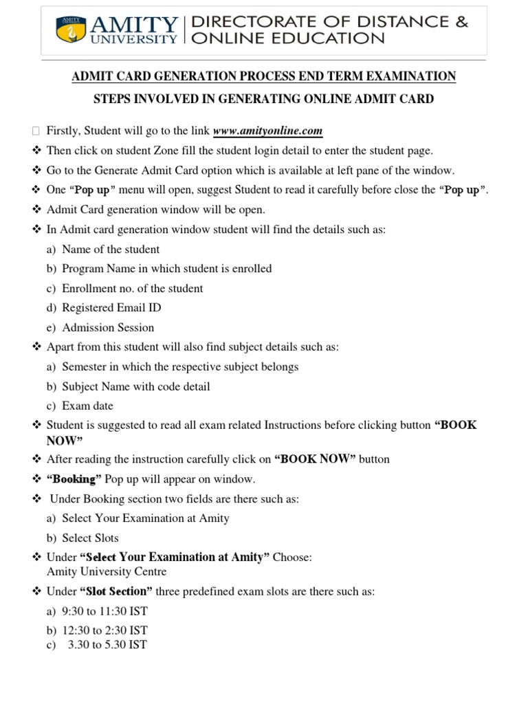 Steps To Generate Admit Card PDF | PDF | Career & Growth | Finance ...