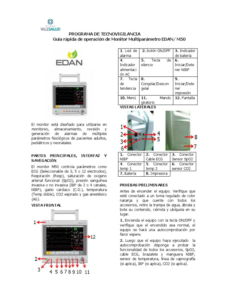 Guía de Operación Monitor EDAN M50 | PDF | Salud y bienestar | Medicina
