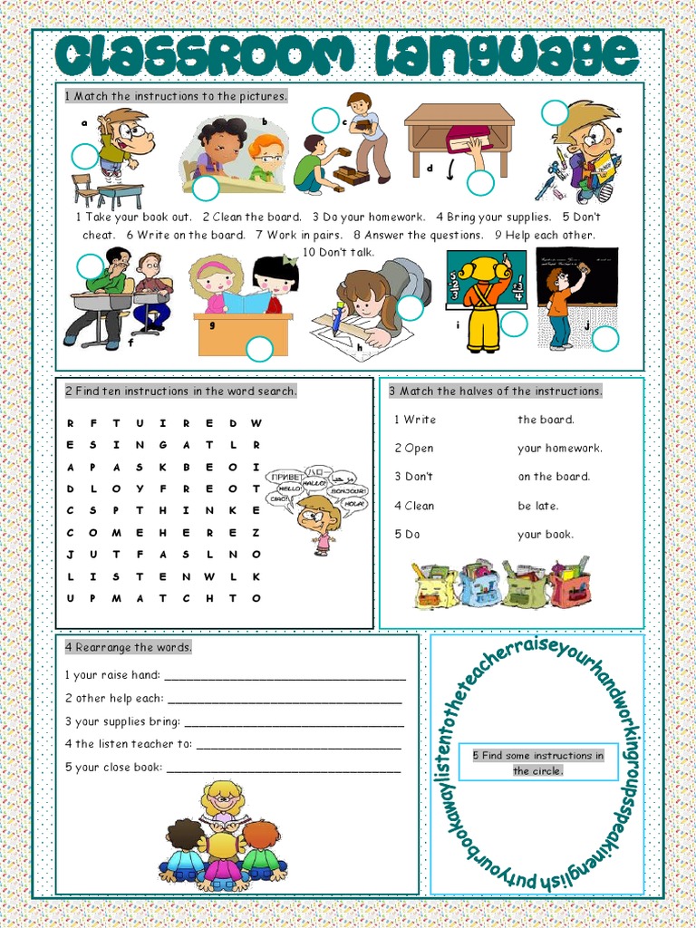 Classroom Commands Flashcard Activities | PDF
