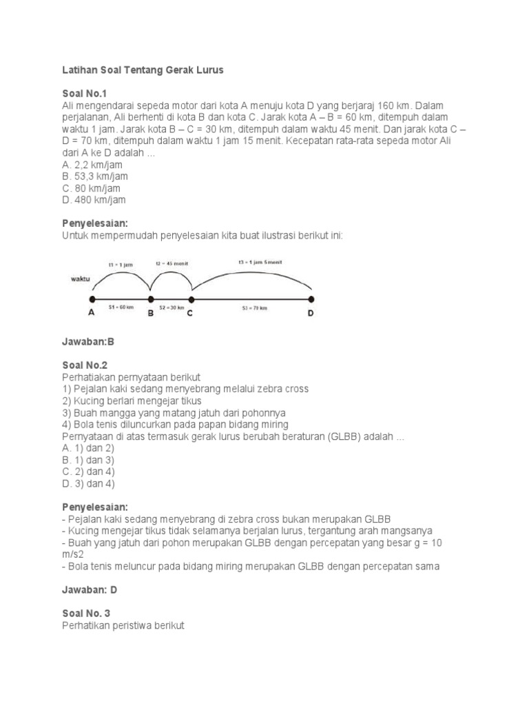 Latihan Soal Gerak Lurus Kelas 11 | PDF