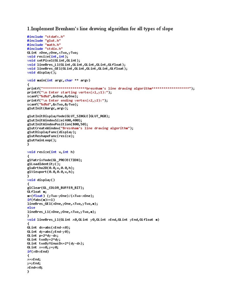 CG Lab Programs | PDF | Euclidean Geometry | Computer Programming