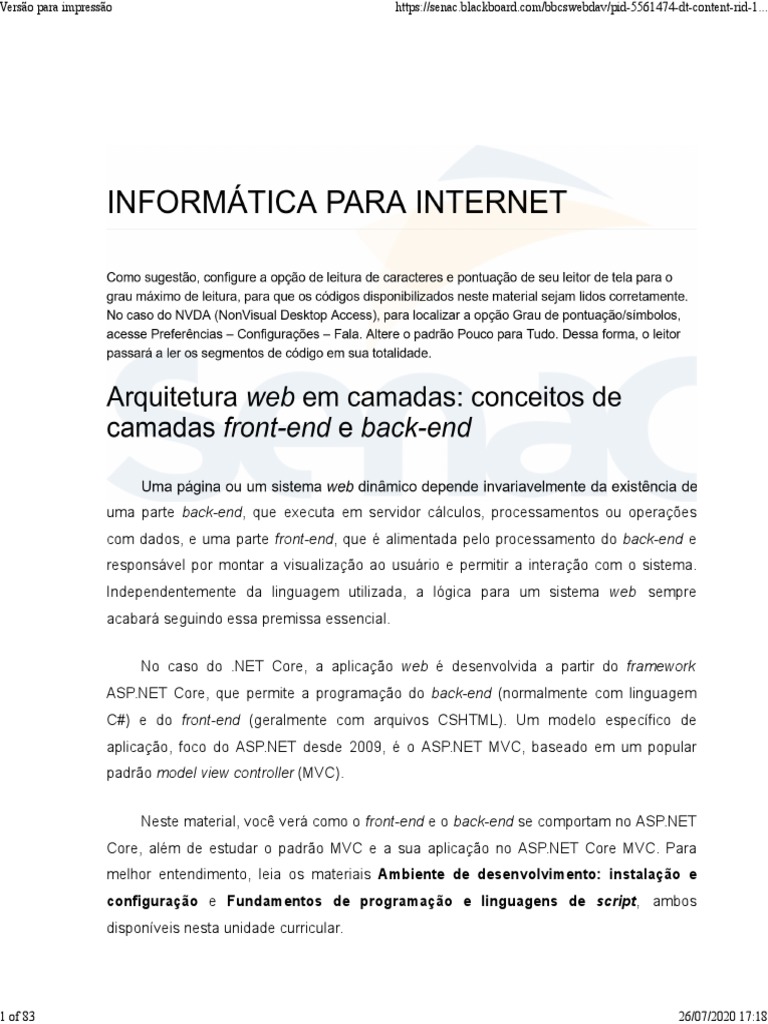 Arquitetura Web em Camadas - Conceitos de Camadas Front-End e Back-End ...