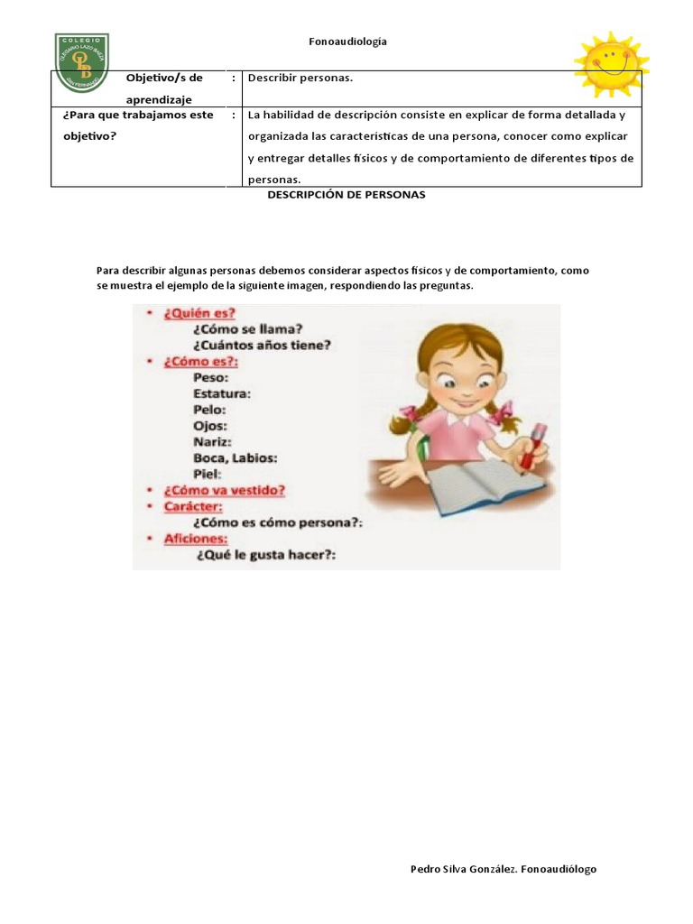 Discurso Descriptivo de Personas Gustavo Esquibel | PDF