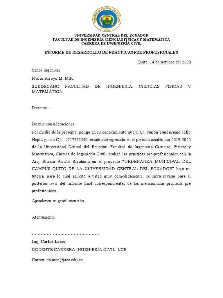 Oficio Pasantías | PDF