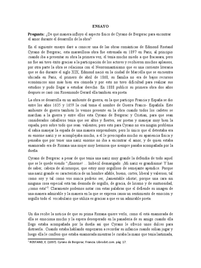 Ensayo de Cyrano de Begeracc | PDF | Amor