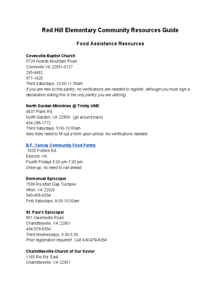 Red Hill Elementary Resource Guide | PDF | Health Sciences | Medicine