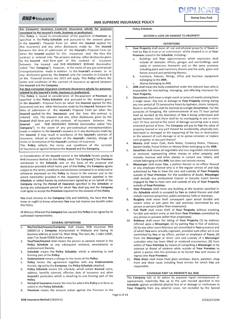 RHB Policy Jacket | PDF