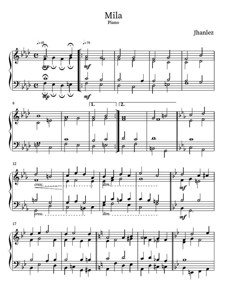 Mila Piano Sheet Music Guide | PDF