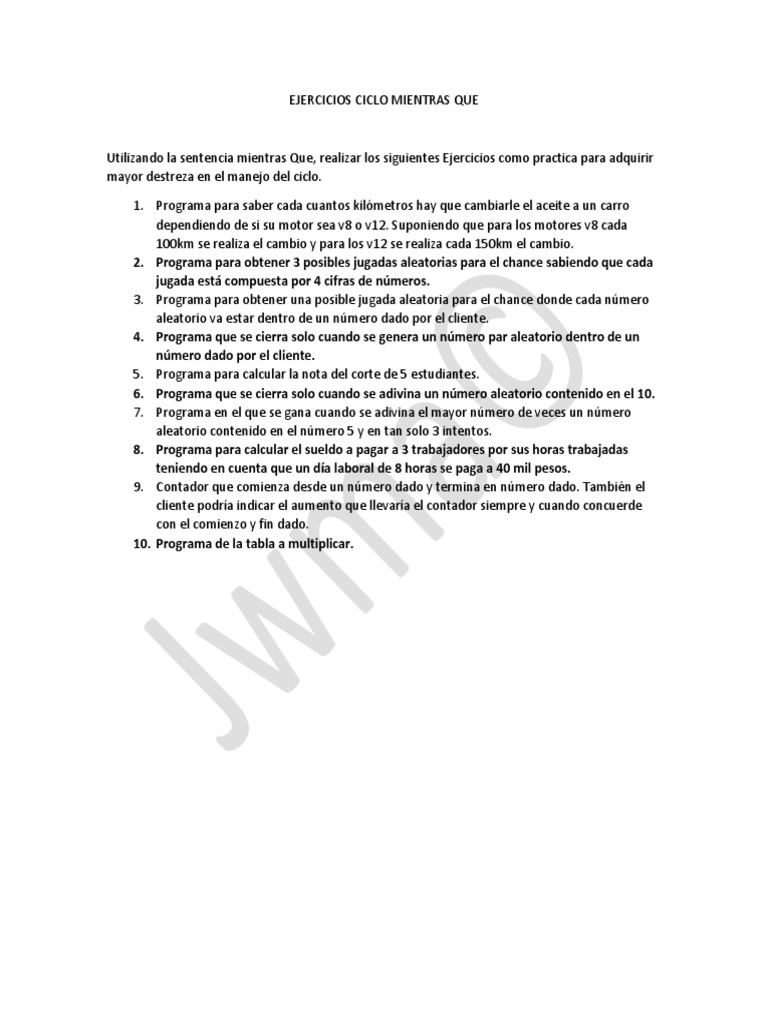 Ejercicios Ciclos Do While | PDF