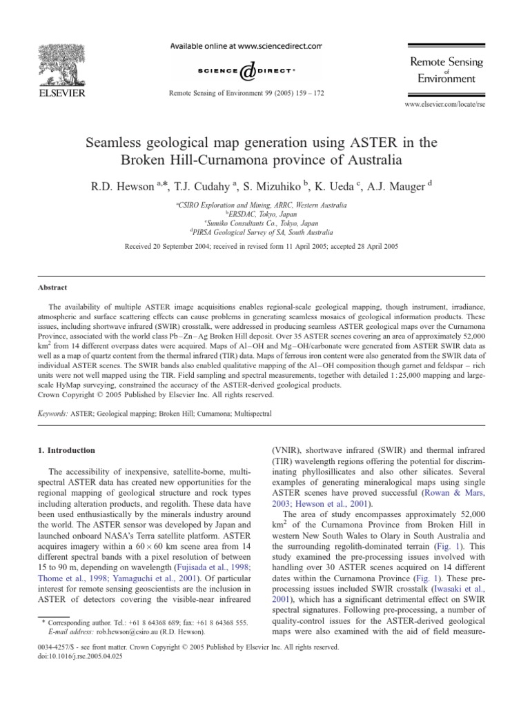 Geological Map Generation Using ASTER | PDF | Infrared | Remote Sensing