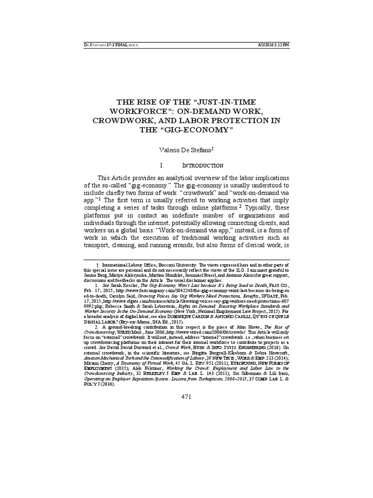 Gig Economy: Labor Protection Analysis | PDF | Crowdsourcing | Employment