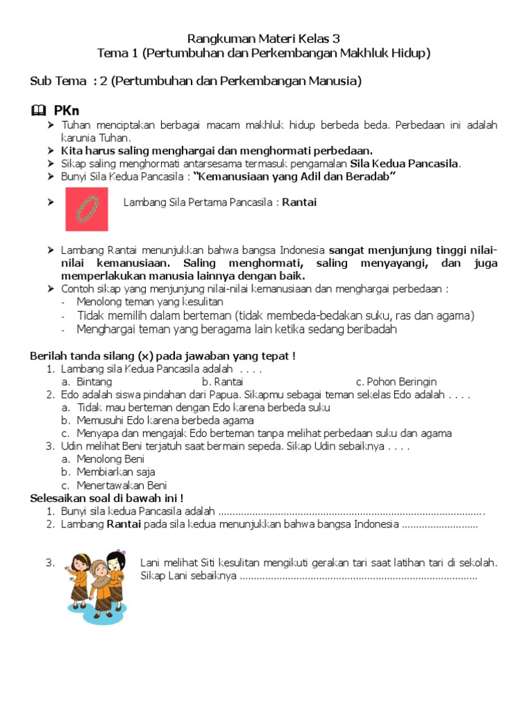 Rangkuman Materi Kelas 3 Tema 1 Sub 2 | PDF