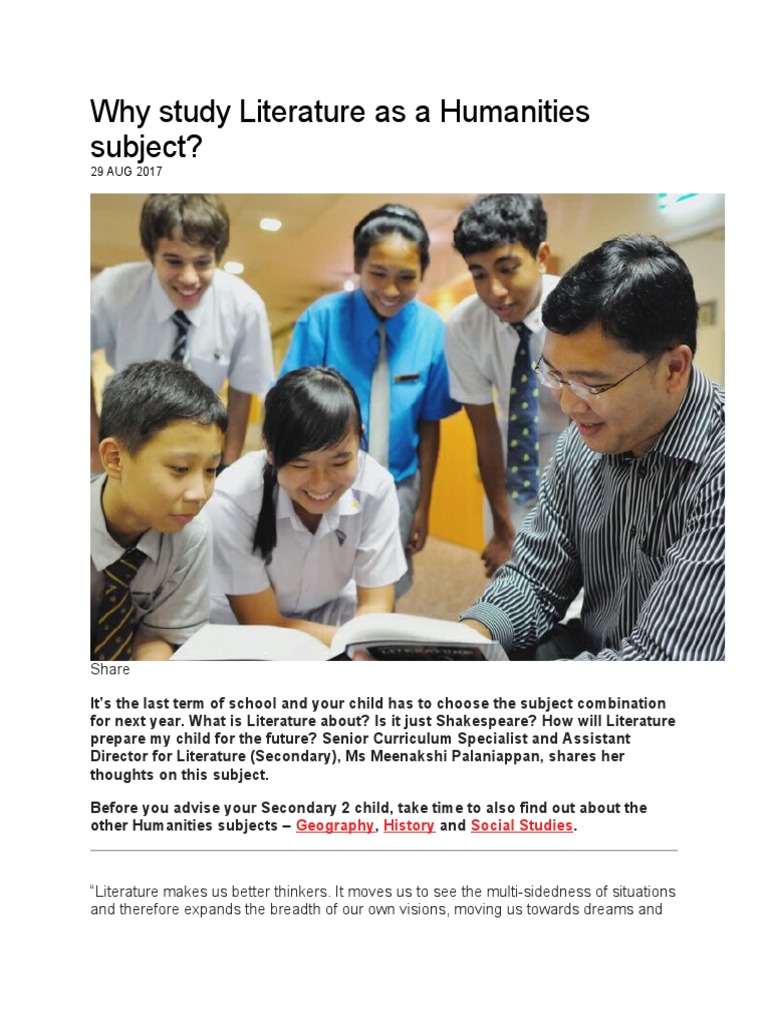 Why Study Literature As A Humanities Subject | PDF | Humanities ...