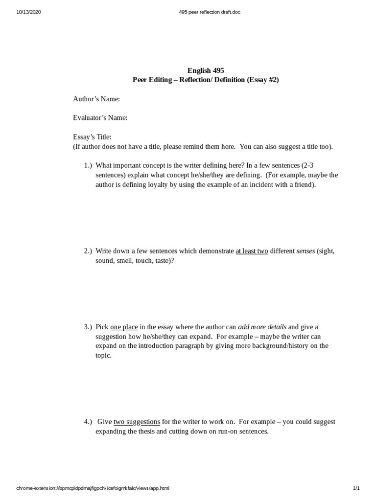 495 Peer Reflection Draft PDF | PDF | Foreign Language Studies
