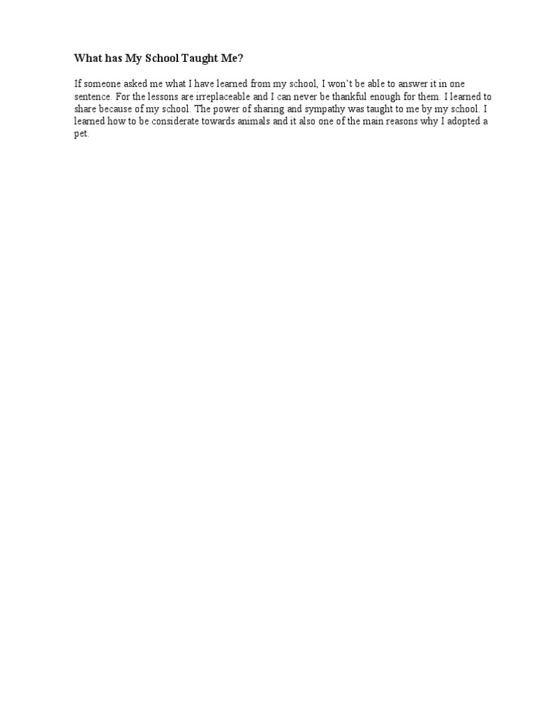 Lessons Learned from My School Experience | PDF | Wellness