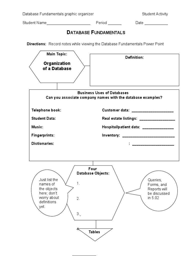 Organization of A Database: Atabase Undamentals | PDF