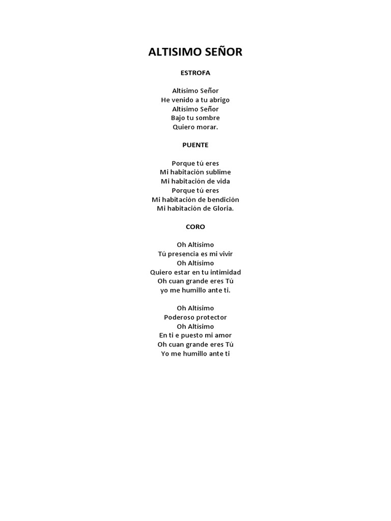 Altisimo Señor Letra PDF | PDF