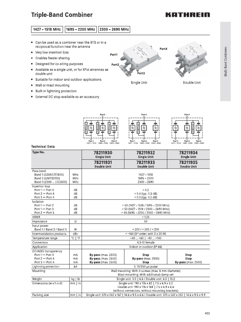 Triple-Band Combiner (1400-1800 - 2100-2600) | PDF