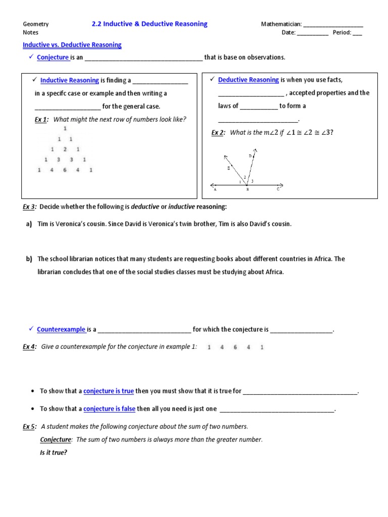 2.2 Inductive & Deductive Reasoning: Conjecture | PDF | Deductive ...