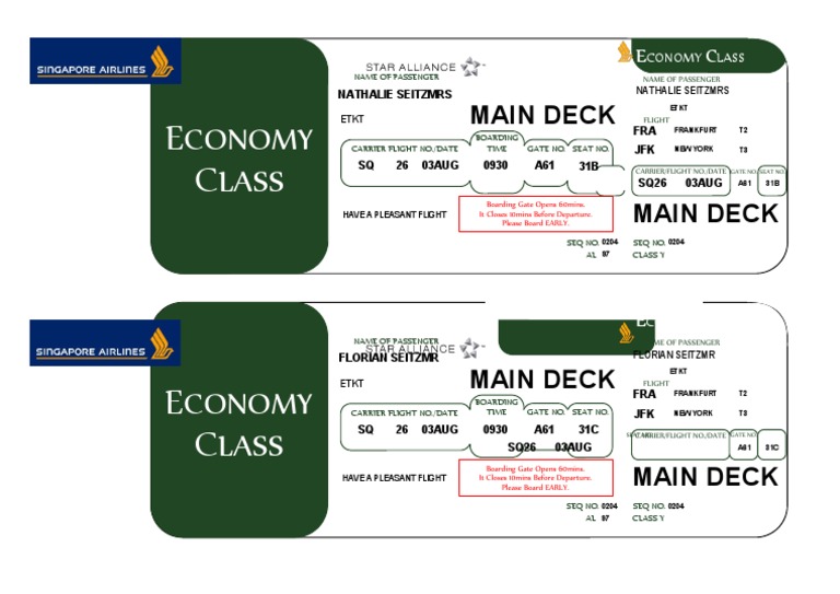 SIA Tickets | PDF | Airlines | Transport