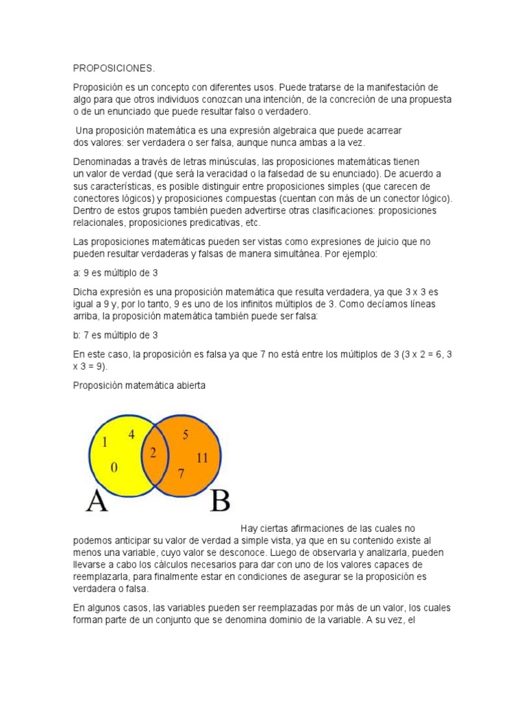 PROPOSICIONES | PDF | Proposición | Lógica