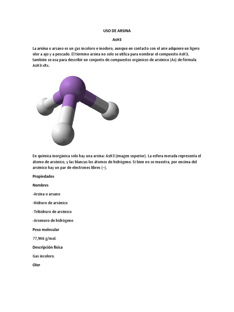 Usos y propiedades de la arsina | PDF | Sustancias químicas | Química
