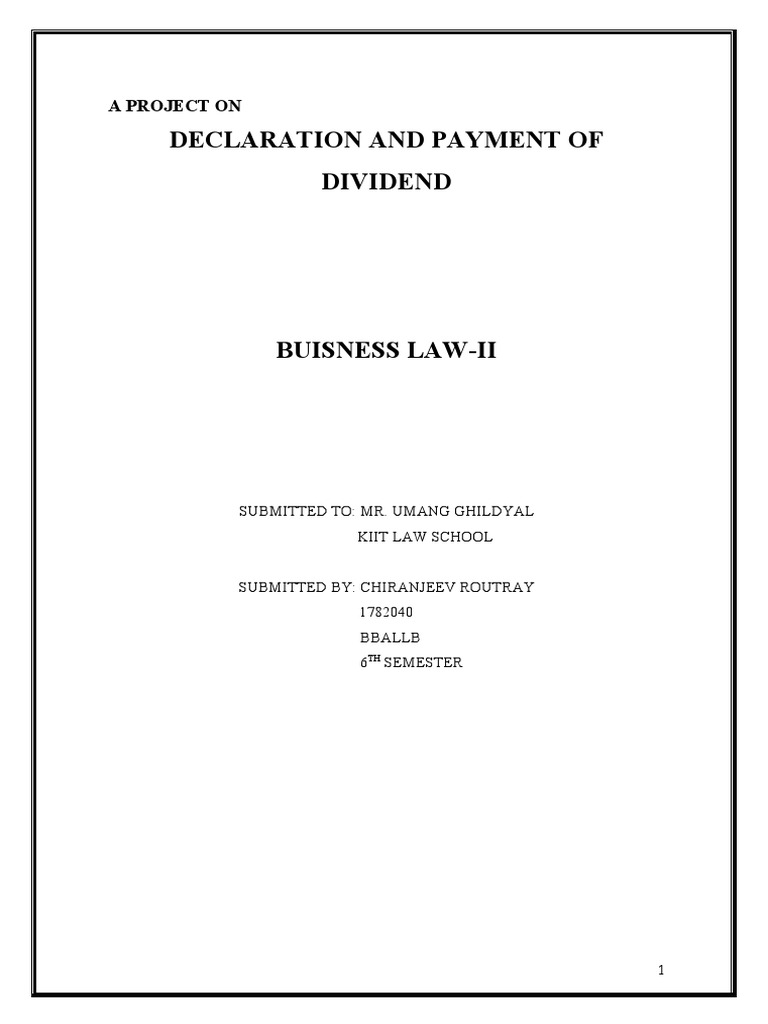 Declaration and Payment On Dividend | PDF | Dividend | Interest