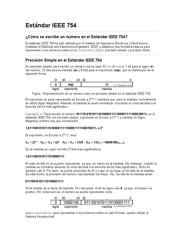 Estandar IEEE 754 | PDF | Instituto de Ingenieros Eléctricos y ...
