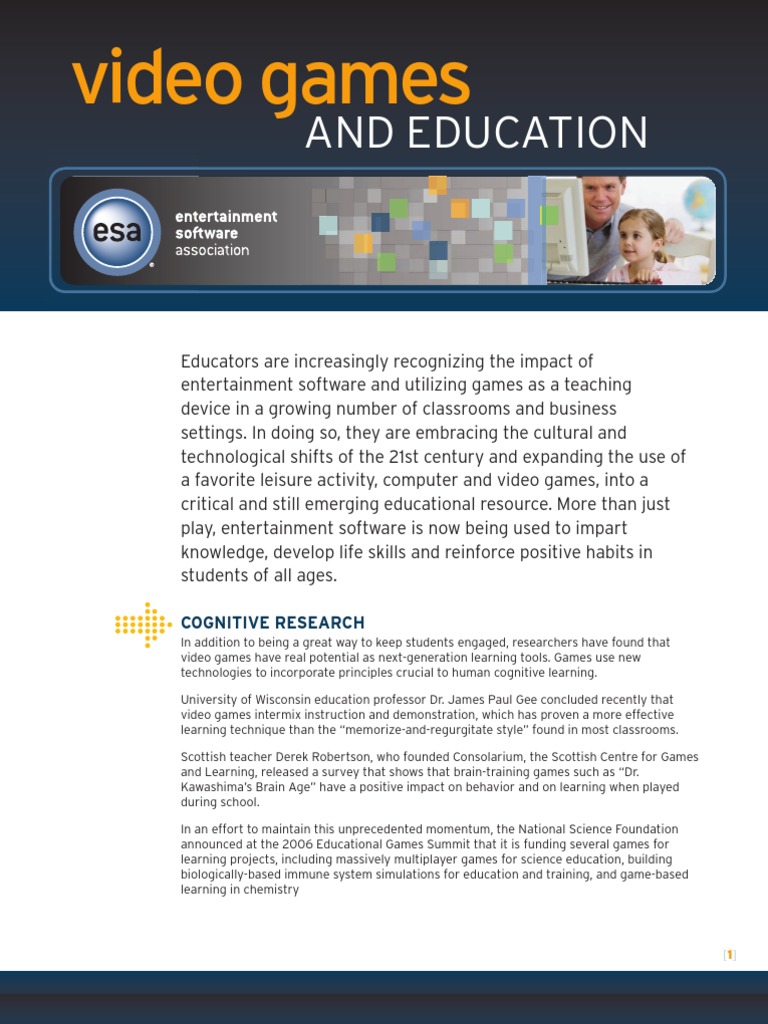 Video Games and Education | PDF | Video Games | Behavior Modification