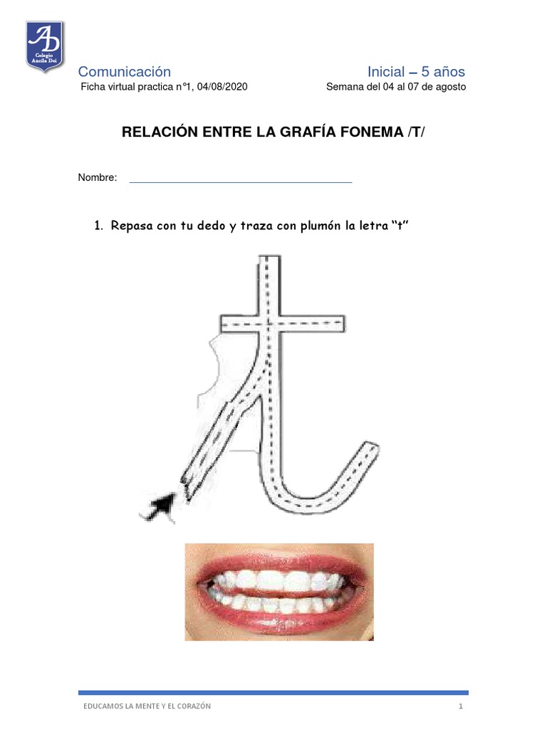 Fichas - Grafia Fonema T - Semana 1 | PDF
