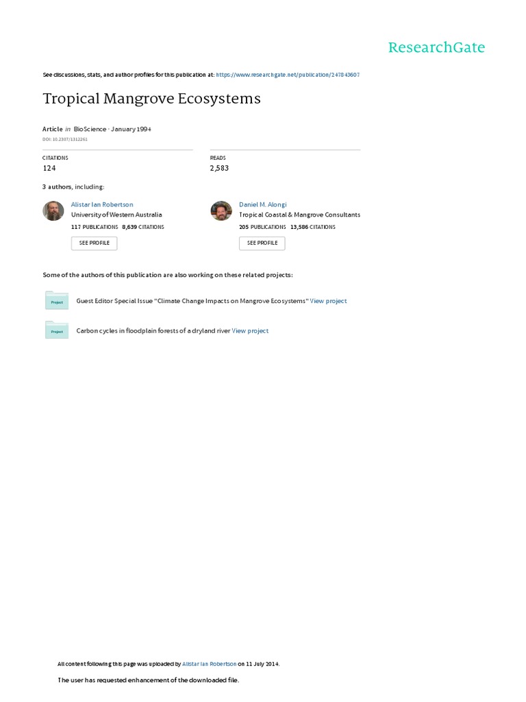 Tropical Mangrove Ecosystems: Bioscience January 1994 | PDF | Physical ...