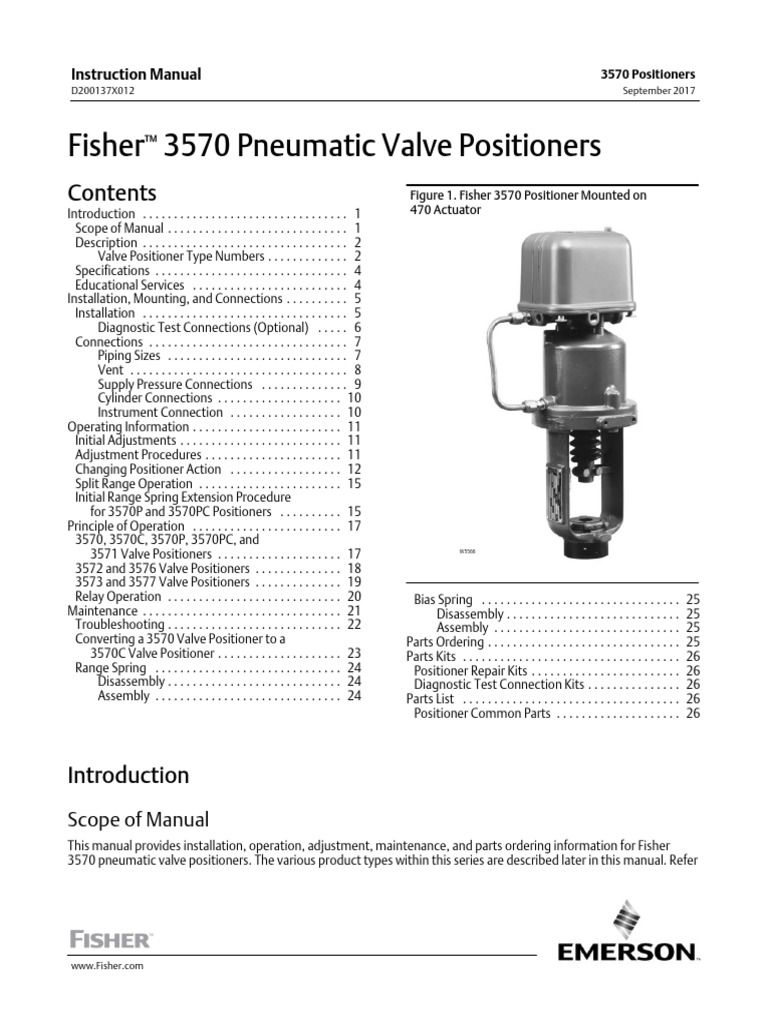 Fisher 3570 Pneumatic Valve Positioners: Instruction Manual | PDF ...