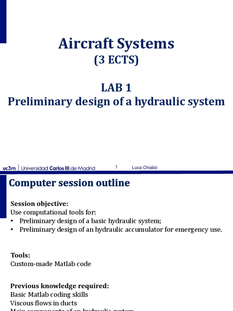Aircraft Systems: (3 ECTS) Lab 1 Preliminary Design of A Hydraulic ...