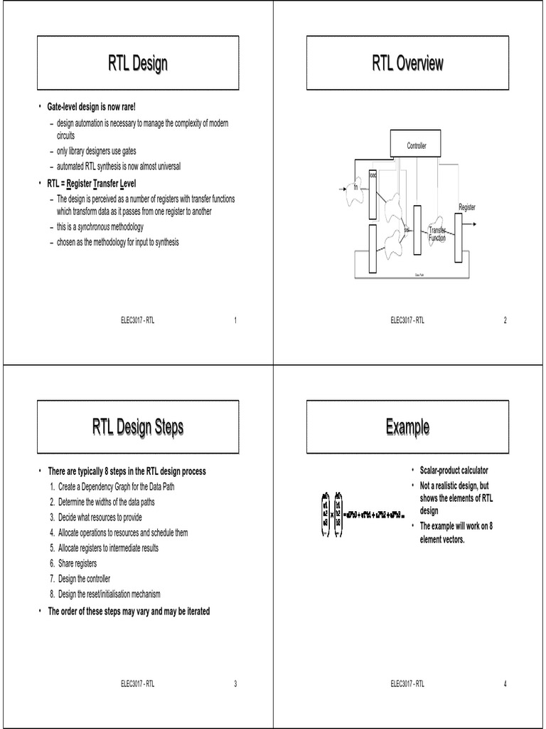 RTL Design RTL Overview | PDF | Electronic Design | Electrical Engineering