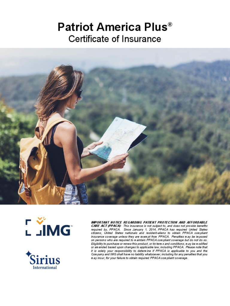 Patriot America Plus: Certificate of Insurance | PDF | Deductible ...