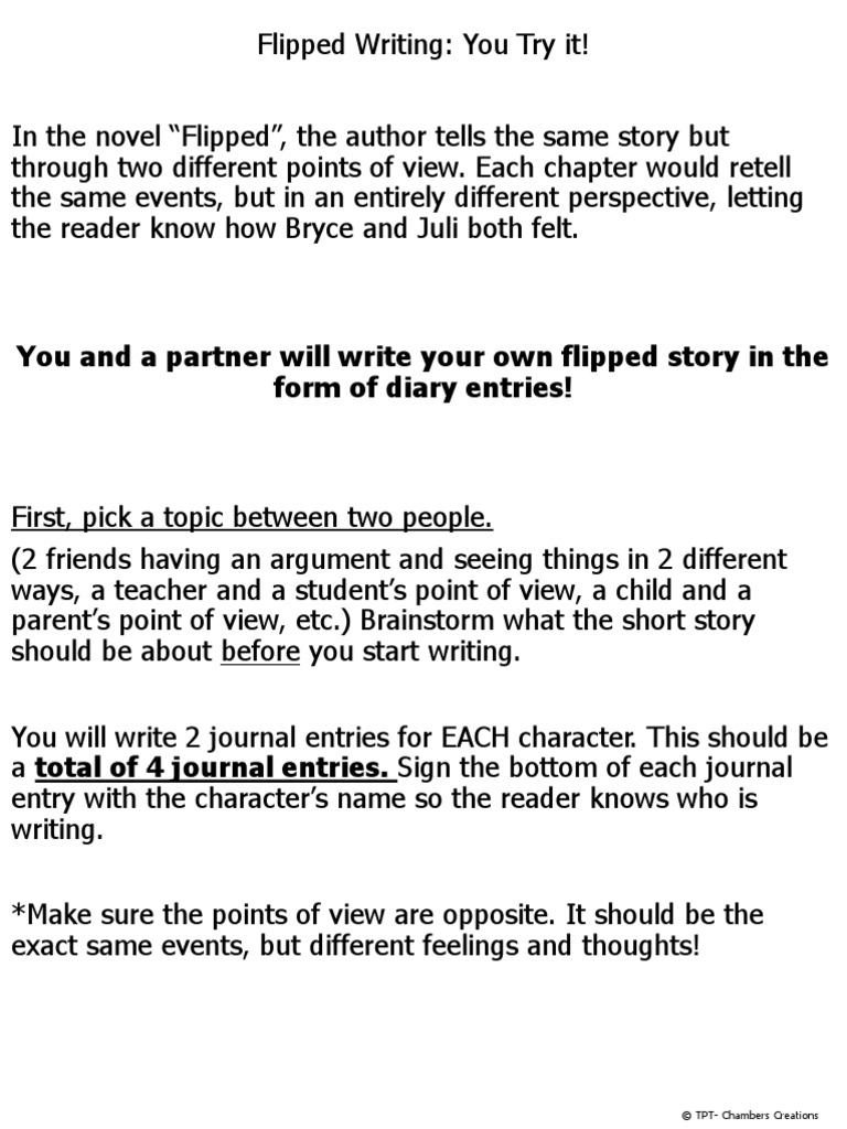 Flipped Story Writing Exercise | PDF