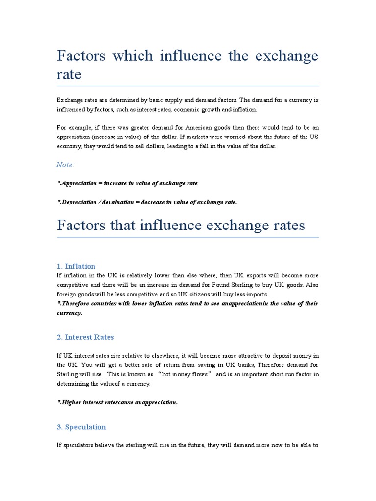 Factors of Exchange Rate Determination | PDF | Currency Appreciation ...