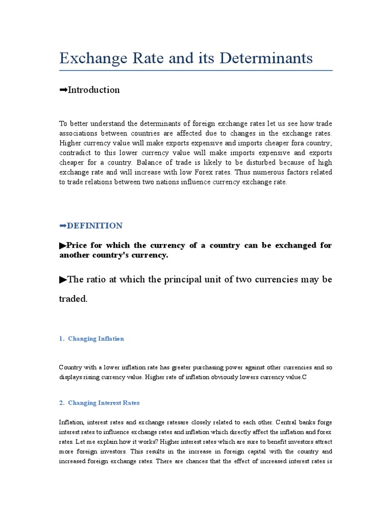 Determinants of Exchange Rate | PDF | Exchange Rate | Balance Of Payments