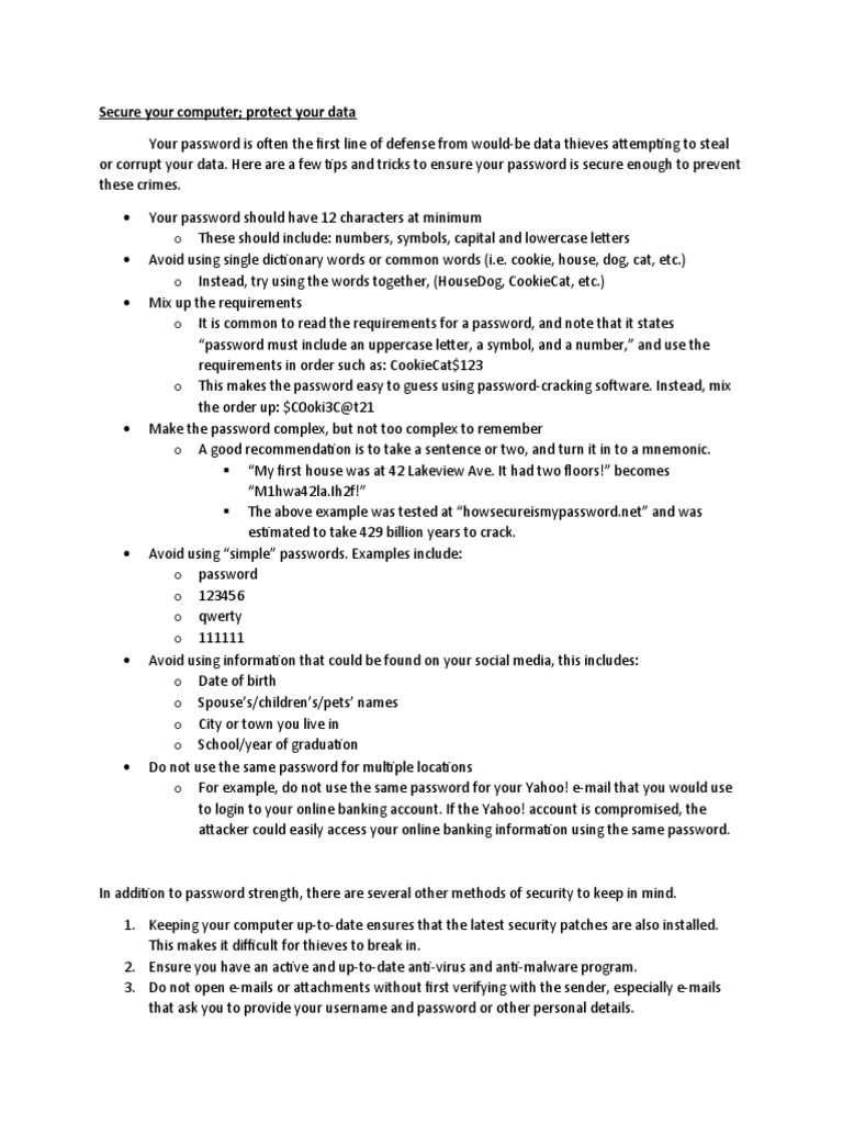 How To Create A Strong Password | PDF | Password | Computer Access Control