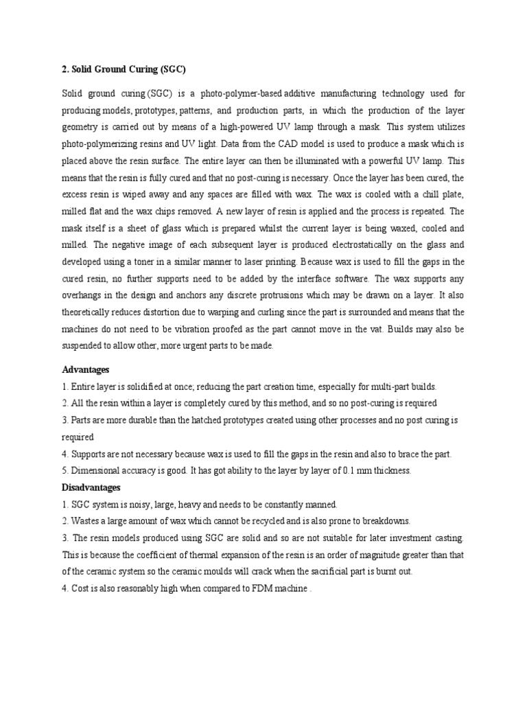 Solid Ground Curing (SGC) | Download Free PDF | 3 D Printing ...