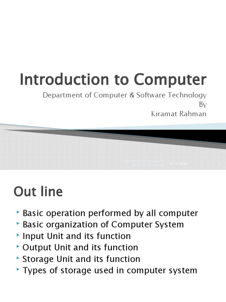 Introduction To Computer Department Of Computer And Software Technology By Kiramat Rahman Pdf