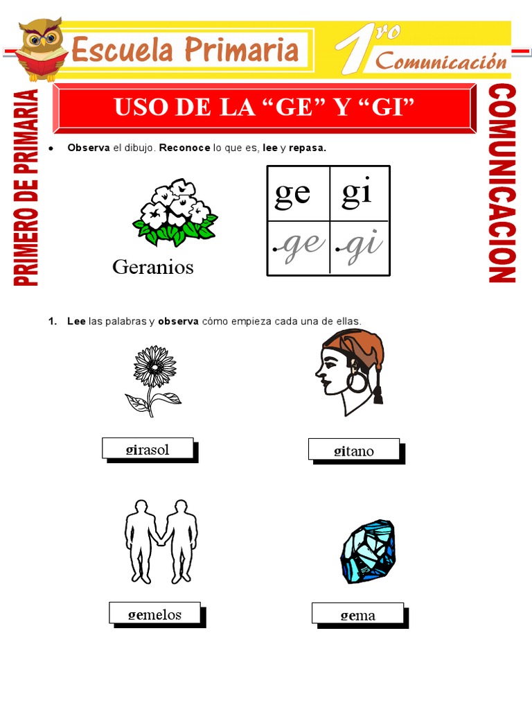Actividades con "ge" y "gi" para niños | PDF