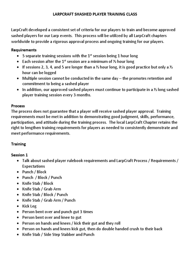 Larpcraft Shashed Player Training Class: ST ST | PDF | Sports