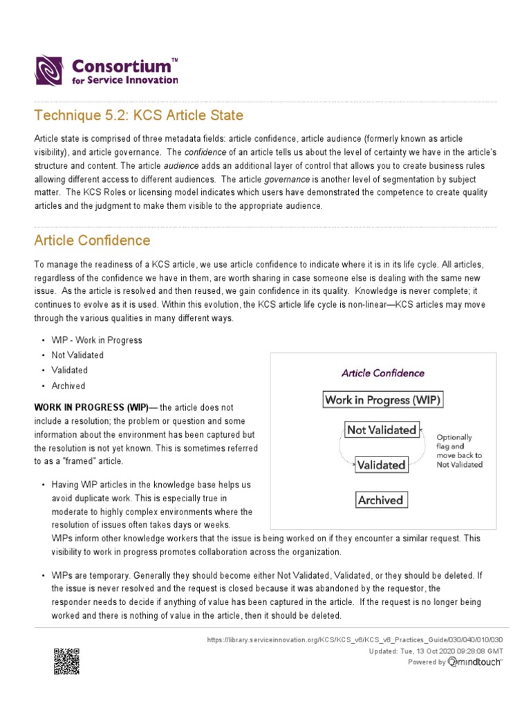 16-Technique 5.2 - KCS Article State | PDF | Regulatory Compliance ...