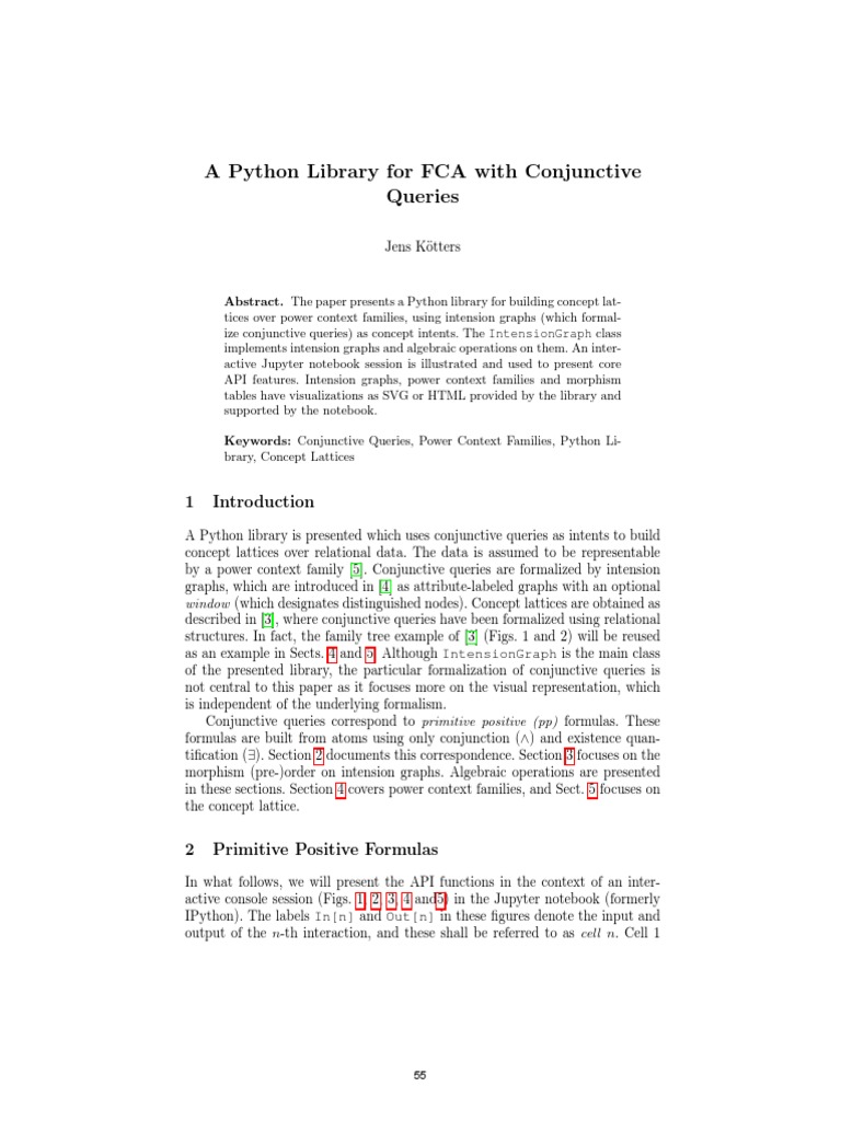 A Python Library For FCA With Conjunctive Queries | PDF | Vertex (Graph Theory) | Function ...