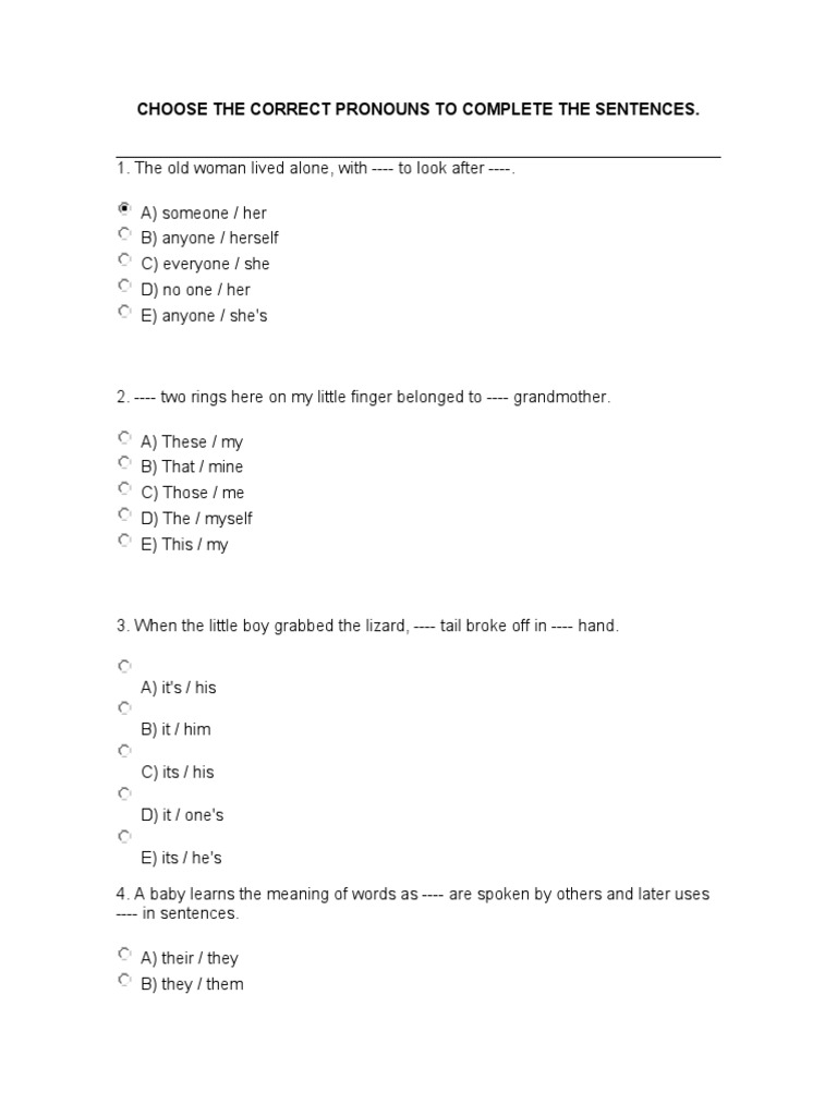 Mixed Pronouns Exercices With Answers | PDF