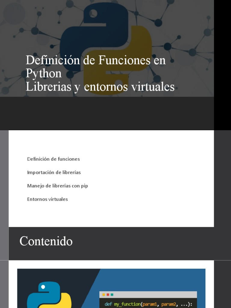 Definición de Funciones en Python Librerias y Entornos Virtuales | PDF ...