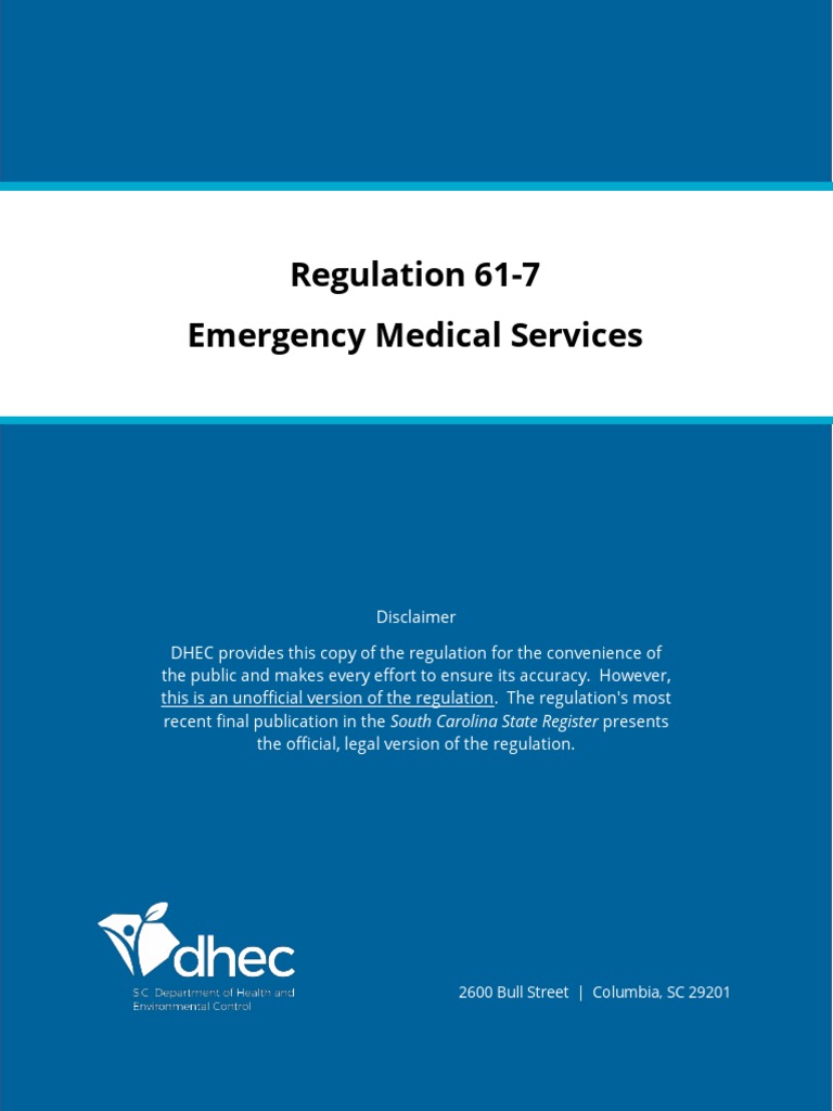 DHEC Regulations PDF | PDF | Emergency Medical Technician | Emergency ...